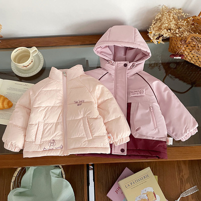 保姆鹅DW259928儿童棉服羽绒内胆三合一外套2025冬季新款连帽拼色