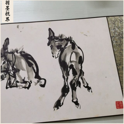 黄胄群驴图复古书画水墨写生真
