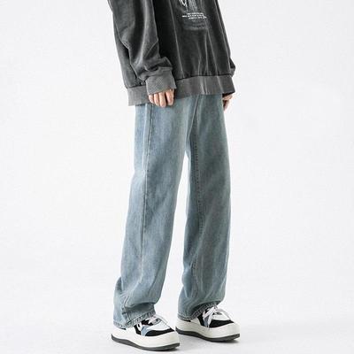 City Hipster 秋季牛仔裤男美式重磅裤子宽松直筒裤复古休闲长裤