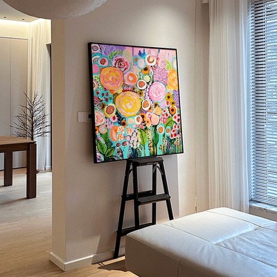 多巴胺彩色花卉高级感餐厅装饰画客厅沙发背景墙挂画轻奢卧室壁画
