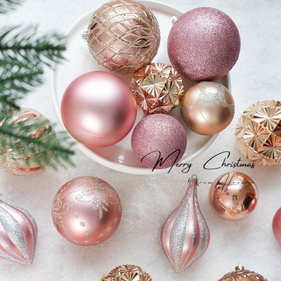 粉色系圣诞球圣诞树装饰挂件