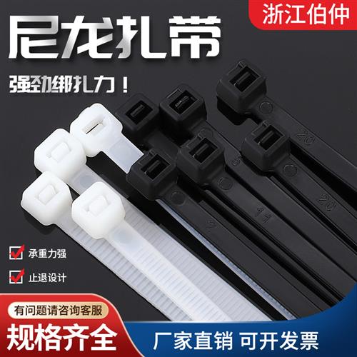 自锁式尼龙扎带塑料扎线带白色电线固定捆扎线束线带理线器绑线带