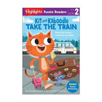 英文原版 Kit and Kaboodle Take the Train Highlights Puzzle Readers Level 2 猫咪与小鼠系列 坐火车 故事与益智谜题 分级读物