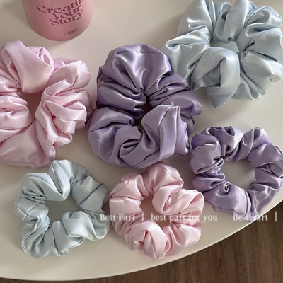 奶油系枕头发圈质感哑光缎面大肠圈蓬蓬海绵发绳头绳高级感发饰女
