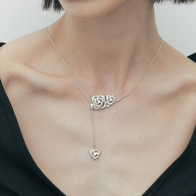DINN DINN DESIGN繁花系列玫瑰花吊坠项链锁骨链高级ins精致小众
