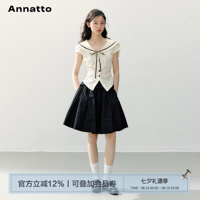 ANNATTO原创设计海军领短袖衬衫