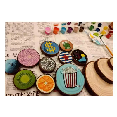 圆木片幼儿园装饰diy手绘画材料手工原木片木头片小木桩年轮木块