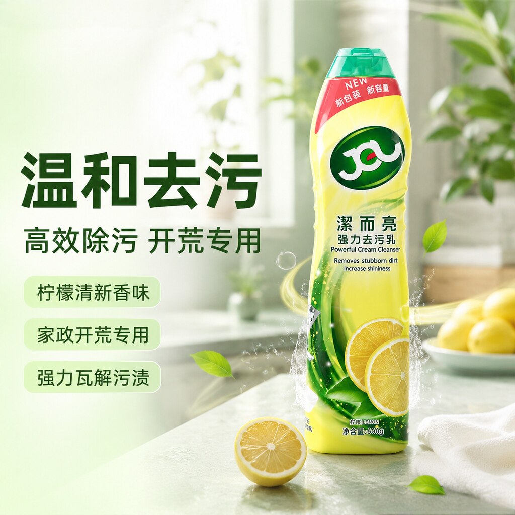 洁而亮强力去污乳瓷砖清洁剂去异味除垢家用厨房不锈钢专用清洗剂