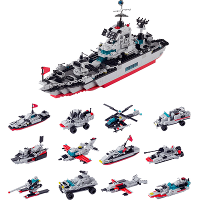 迪库男生益智巡洋模型积木玩具