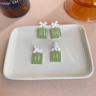 小清新森系绿色耳环女