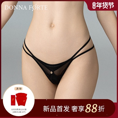 DonnaForte性感丁字裤网纱拼接丝光绒料设计内裤|Paloma Nexus