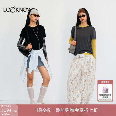 madeinormal X LOOKNOW26春夏新品薄透系列真两件条纹T恤