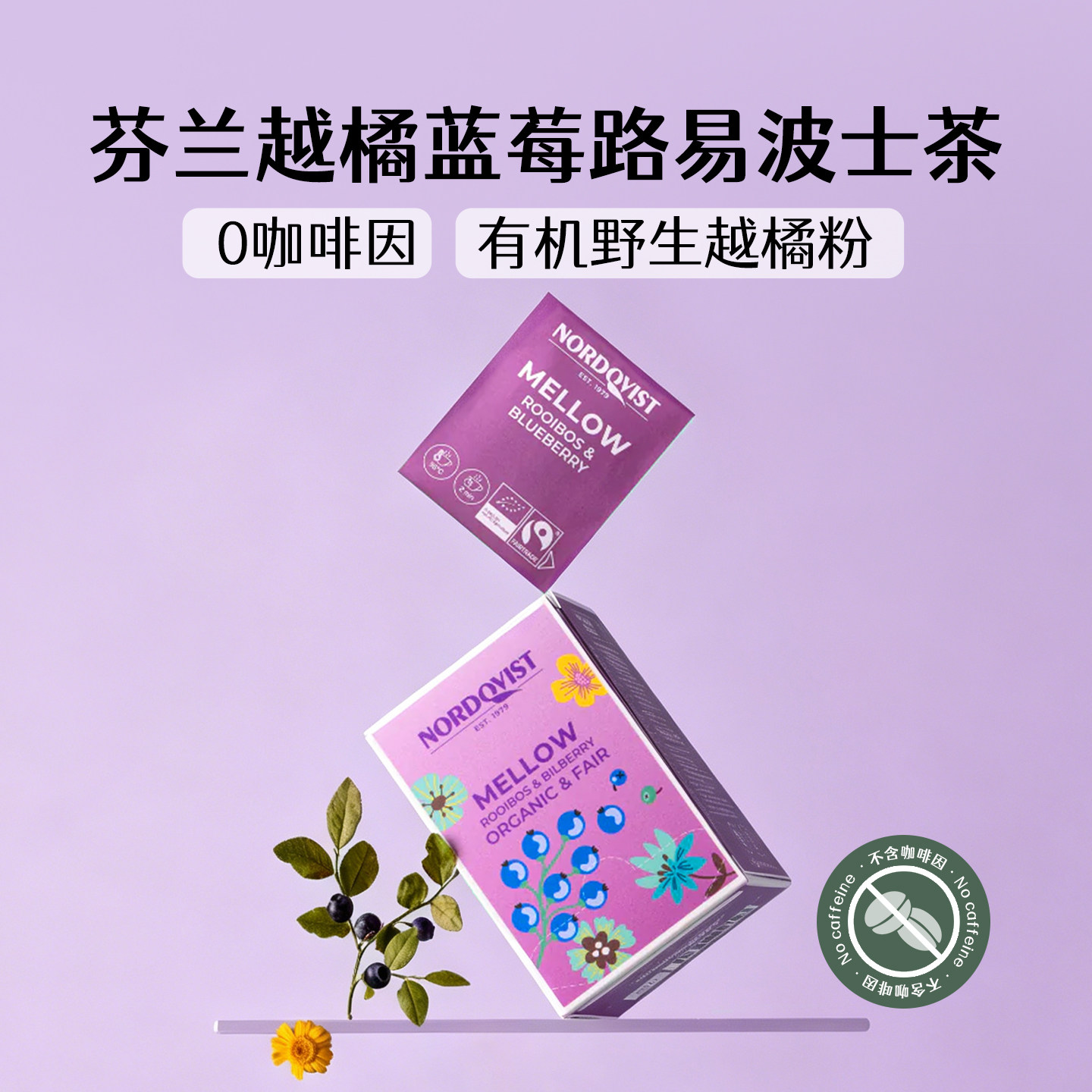 芬兰进口Nordqvist暖达芬有机越橘蓝莓护眼茶无咖啡因晚安助眠茶