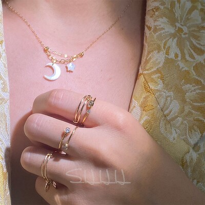 雕花链条拼接设计感小众白蝶贝