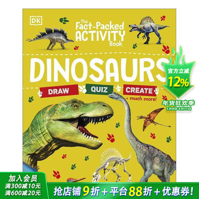 【预售】【充满事实的活动书】恐龙 【The Fact-Packed Activity Book】Dinosaurs 英文儿童趣味互动绘本 英语早教进口书