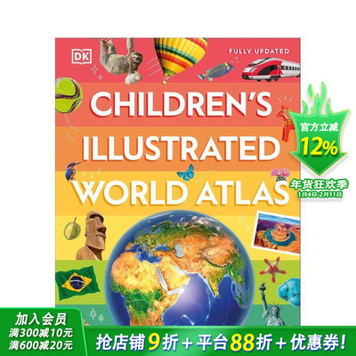 【预售】儿童插图世界地图集 Children's Illustrated World Atlas 英文儿童插画科普绘本 进口童书