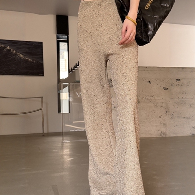 十三行高腰显瘦微喇阔腿女裤