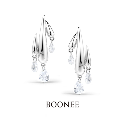 【新品】BOONEE金属不规则水滴宝石吊坠耳环2025新款高级感耳饰女