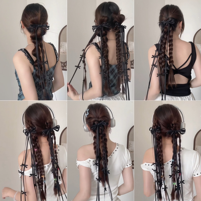 黑色蝴蝶结发夹女后脑勺编发发卡