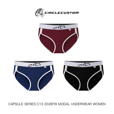 【CIRCLECUSTOM】C13复古中腰撞色内裤莫代尔7A抗菌女士三角裤