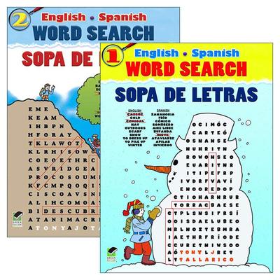 英文原版 English-Spanish Word Search/Sopa de Letras 英语 西班牙语双语单词搜索2册 词汇积累 儿童益智游戏活动书 英文版 进口