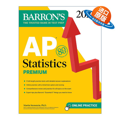 英文原版 AP Statistics Premium 2024 9 Practice Tests + Comprehensive Review + Online Practice 2024 巴朗AP统计学 备考指南