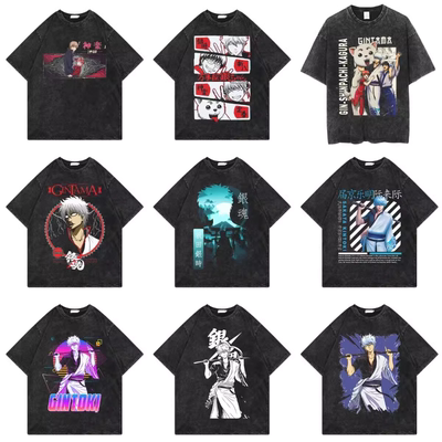 美式嘻哈高街Jujutsu Kaisen咒术回战复古水洗做旧短袖t恤男潮牌