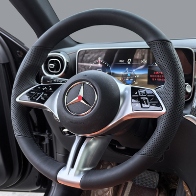 适用奔驰手缝方向盘套GLC260LGLA级C级GLB220威霆A180L真皮A200L