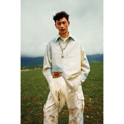 ANGEL CHEN陈安琪 AW24 白水台扎染印花羊毛肌理衬衫