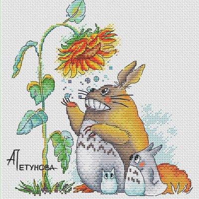 公主绣铺DMC自配十字绣纯棉线精准印花自配套件231111向日葵龙猫