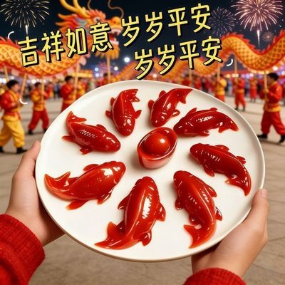 锦鲤山楂鱼八方来财年年有鱼好运小锦鲤元宝鱼形过年夜年货摆盘