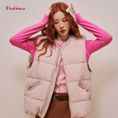 CLOUDSEASON云朵羽绒马甲百搭时尚圆领抽绳马甲2025秋冬潮流新款