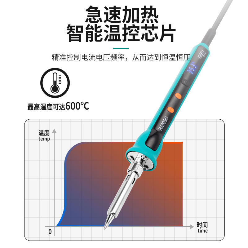 德尔逊数显电烙铁恒温内热式大功率电洛铁可调温工业级家电焊锡枪