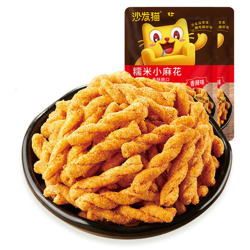 主播推荐】沙发猫糯米小麻花108g*4袋香辣味传统小零食】选购介绍 - 轻舟网麻花推荐