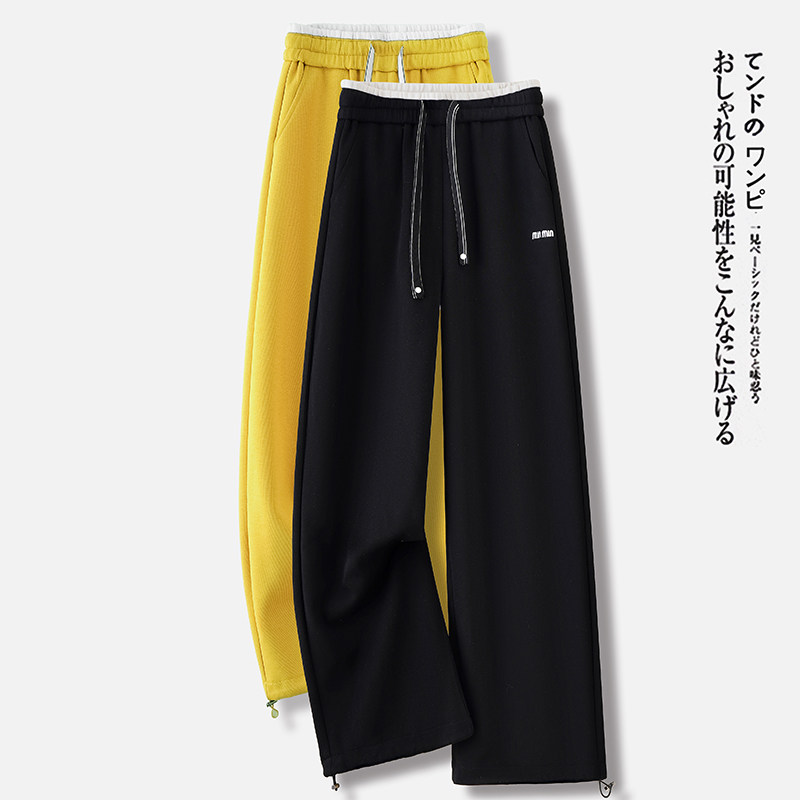 2025春季新款休闲阔腿裤女卫裤宽松显瘦时尚洋气抽绳松紧运动长裤