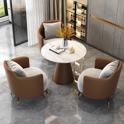 高端单人沙发茶几组合酒店接待会客洽谈售楼处美容院商场展厅家具