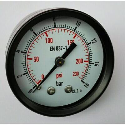 气动压力表（MA-50-1.6-ZG1/4-MPA,C445)轴向 压力16bar 230psi