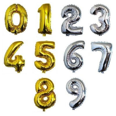 16 inches gold silver number foil balloons digit air ballons