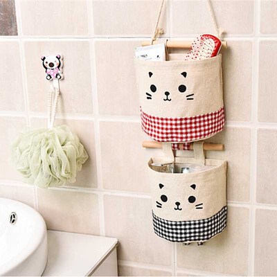 Cotton Linen Haning Organizers Wall Mounted Wardrobe Hanging