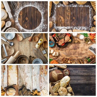 Wood Backdrop Kitchen Tools Christmas Planks Board Food Cake
