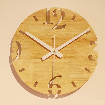 12 inches White Oak Soundless Wall Clock Home Decoration Clo