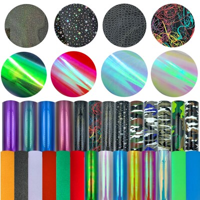 Various Iridescent Flock Glow PET PU Heat Transfer Vinyl HT