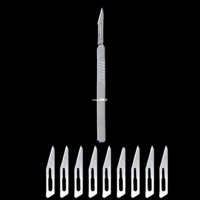10pc 23# Carbon Steel Surgical Scalpel Blades + 1pc Handle S