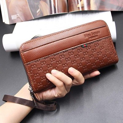 Leather wallet for men female long purse bag men男皮夹钱包