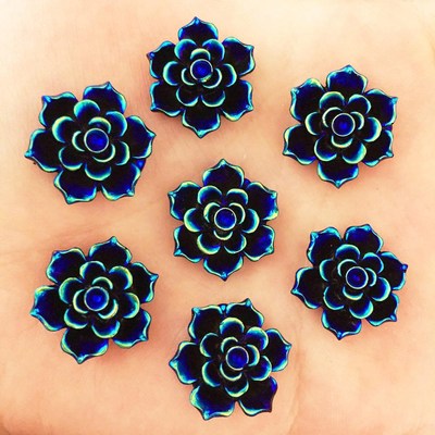 NEW 20PCS 20mm AB Resin 3D Flower Stone Flatback Wedding Di