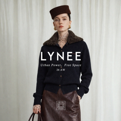 LYNEE摩卡蓝调羊毛皮草开衫女