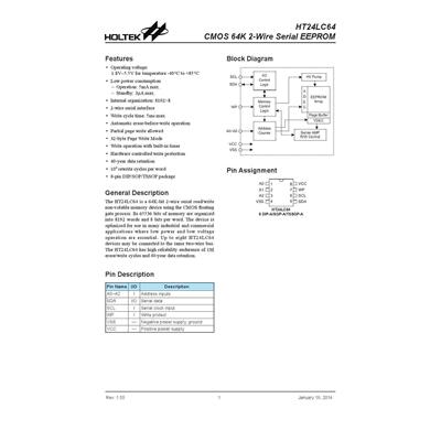 HT24LC64 全新原装HOLTEK合泰 EEPROM存储器IC芯片SOP8 64-Kbit