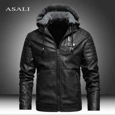 Men for leather Jacket Winter Coat Slim fit Jackets Biker