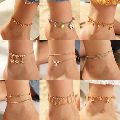 Casual fashion accessories beach shells starfish anklets脚链