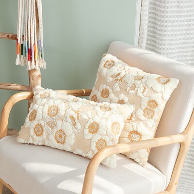 Embroidery Sunflower Cushion Cover Pastoral Pillow Case 45x4